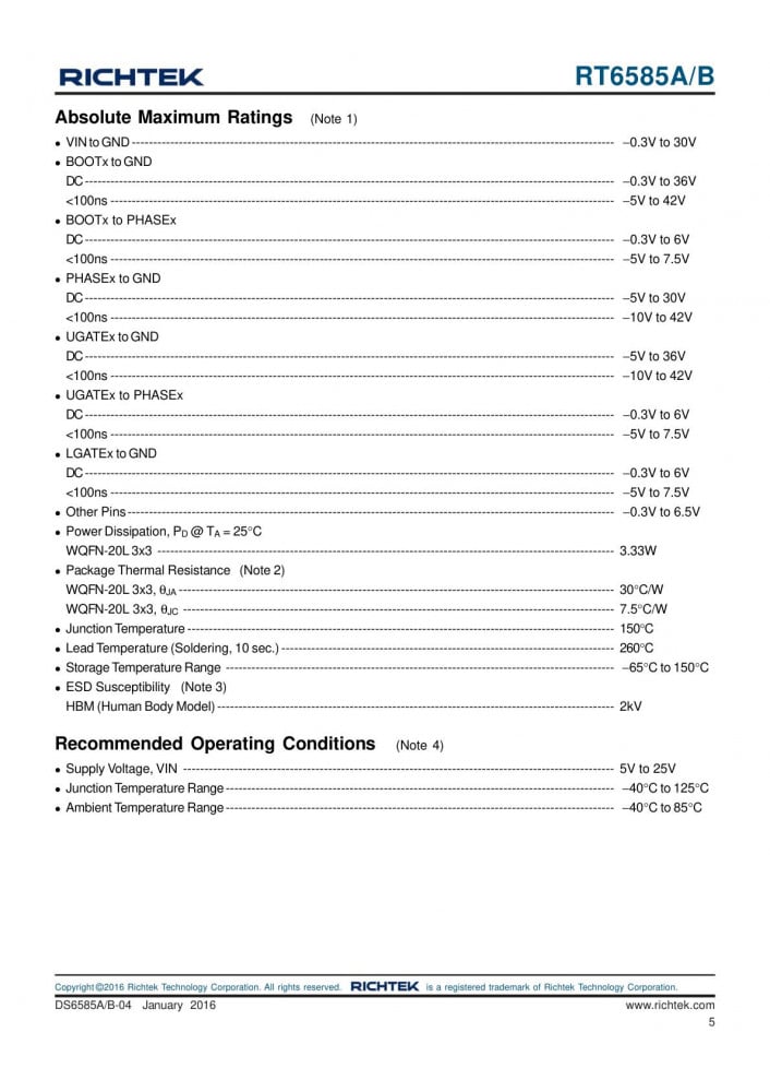 RT6585BGQW datasheet page 5