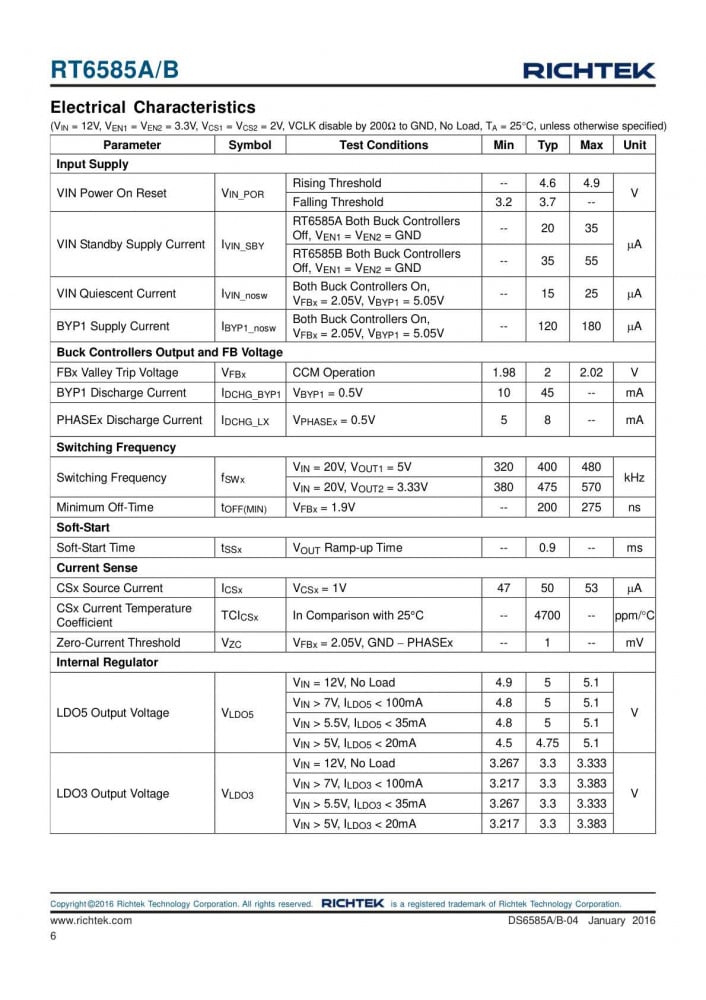 RT6585BGQW datasheet page 6
