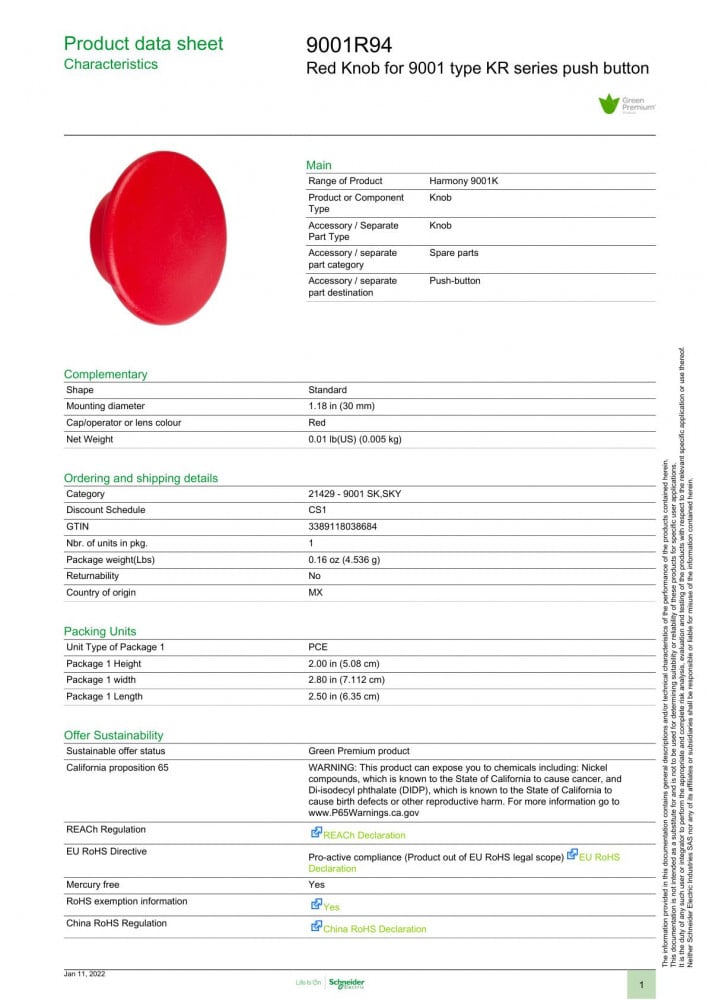 9001R94 technical document page 1