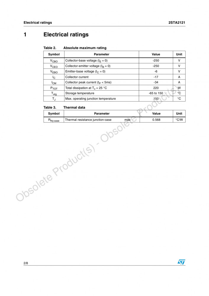 2STA2121 datasheet page 2