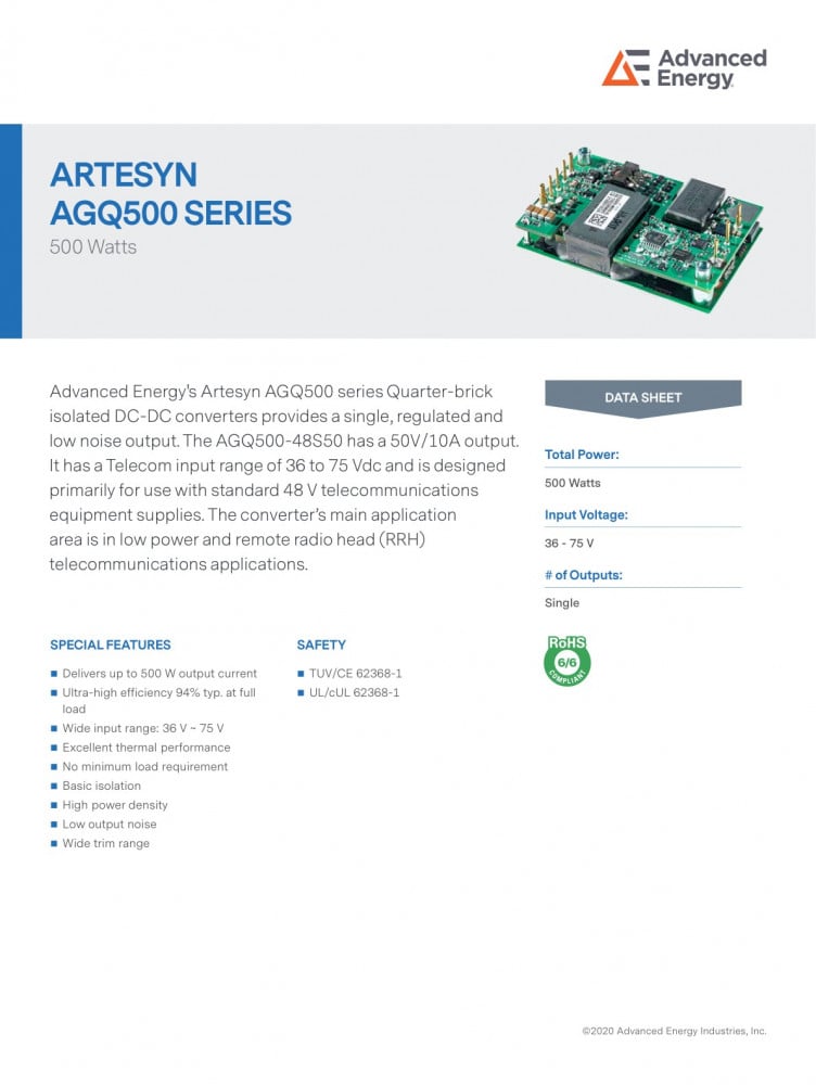 AGQ500 series datasheet page 1