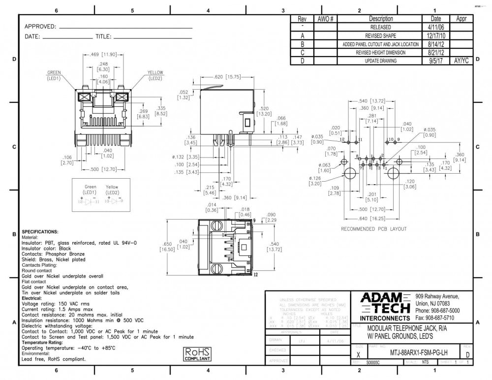 ADAM TECH MTJ-88ARX1-FSM-PG-LH technical document