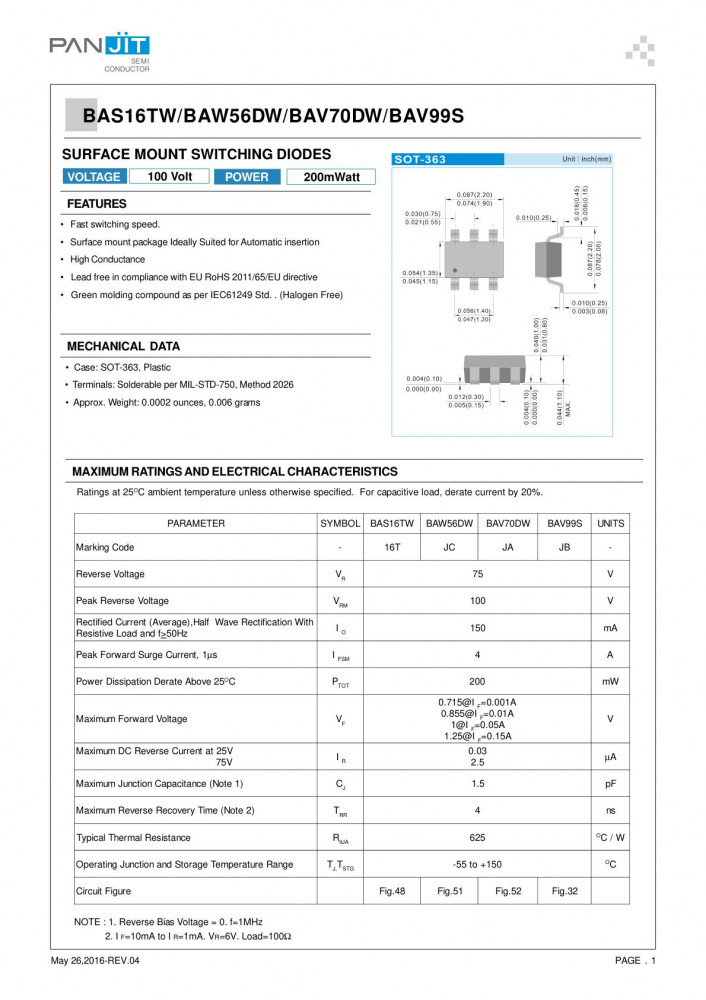 PANJIT BAV99S datasheet page 1