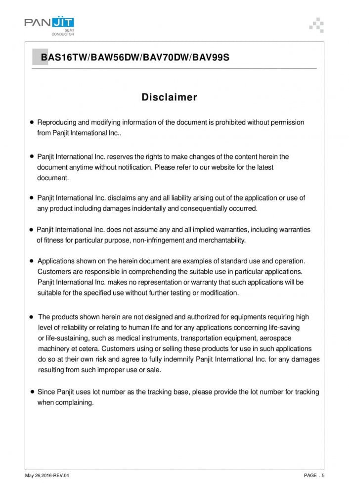 PANJIT BAV99S datasheet page 5