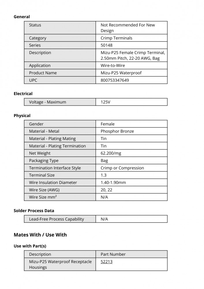 Technical document page 2 for product reference