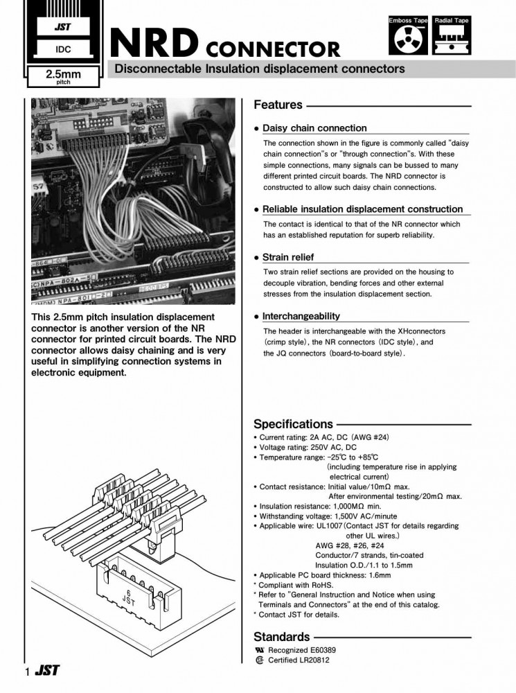 JST NRD connector specification page 1