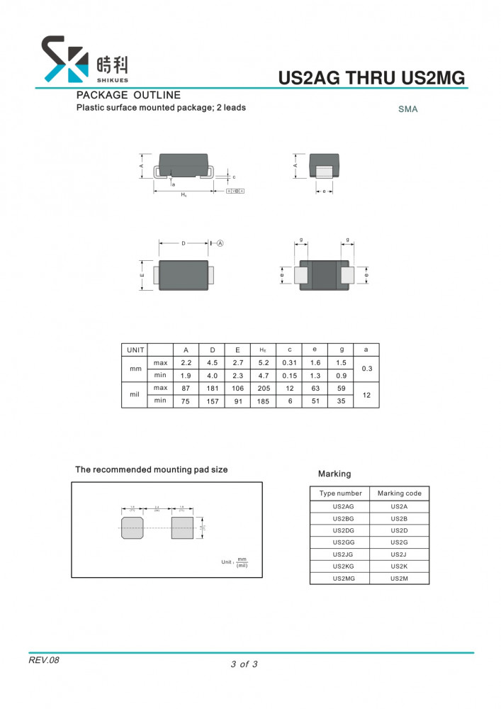 US2DG datasheet page 3