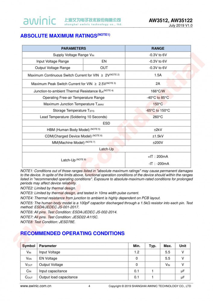 AW35122FDR datasheet page 4