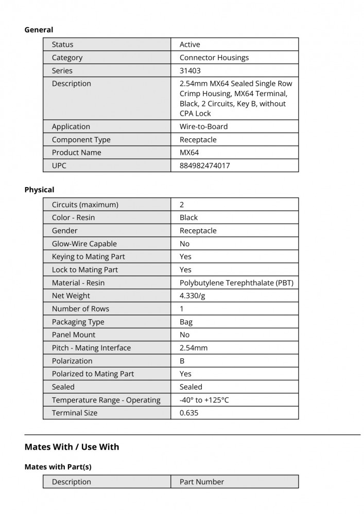 MOLEX 314032500 technical document image 2