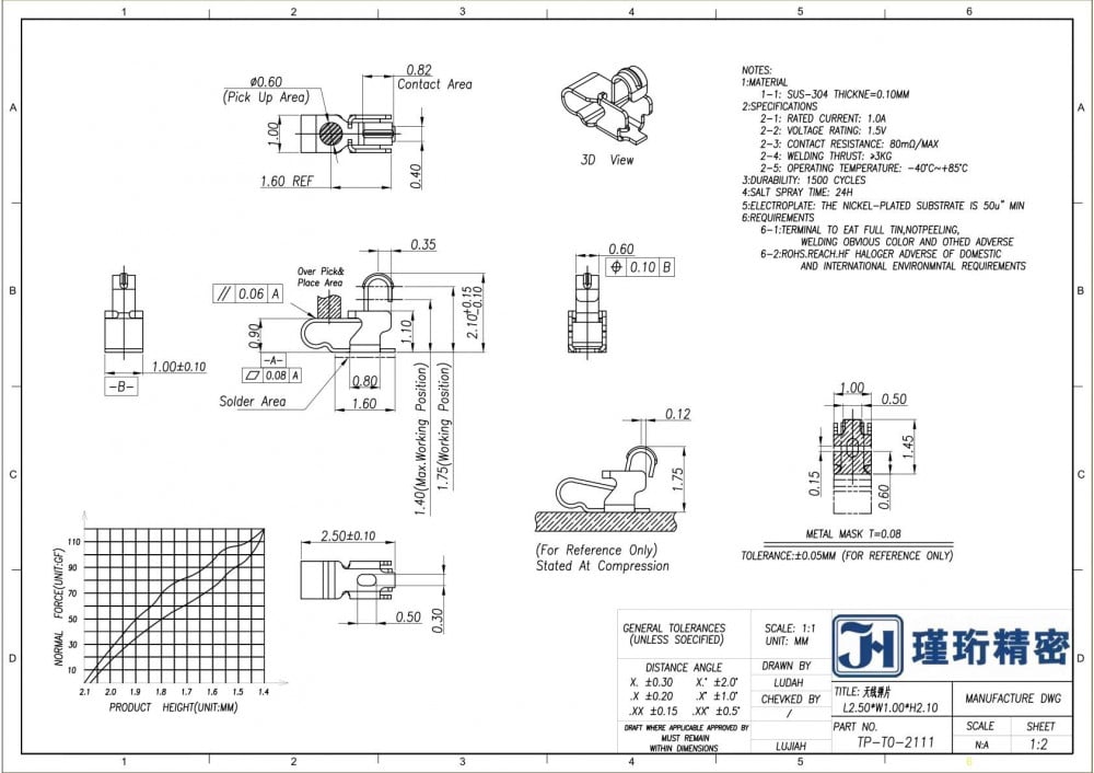 JINHENG TP-T0-2111 technical document page 1