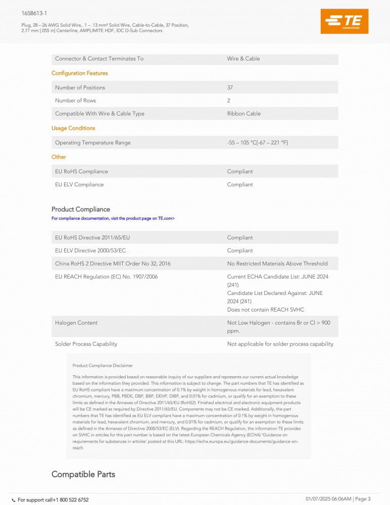 TE Connectivity 1658613-1 technical document page 3