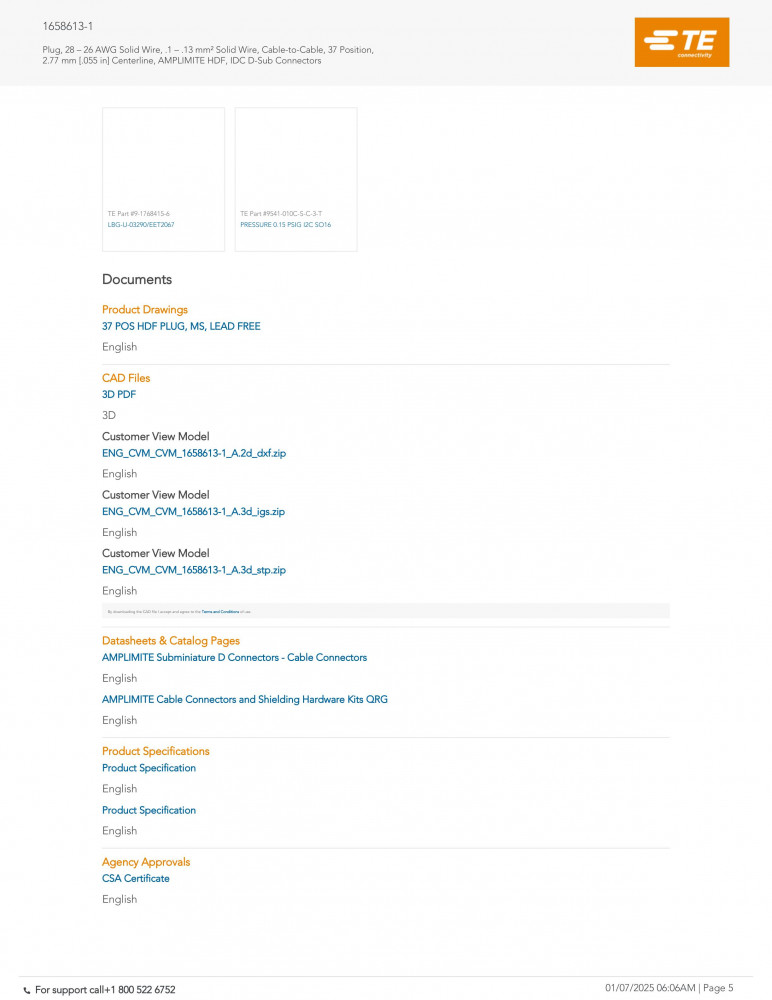 TE Connectivity 1658613-1 technical document page 5