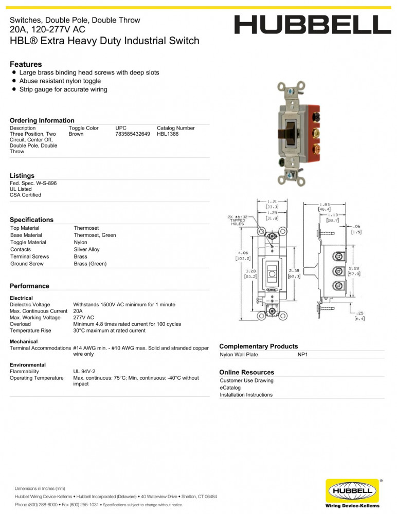 HBL1386 technical documentation page