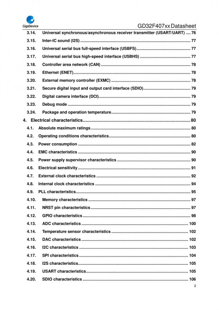 GD32F407xx datasheet page 3