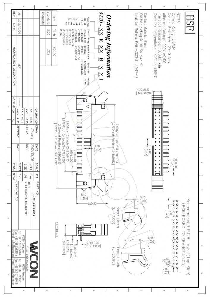 Wcon 3220 series technical drawing preview
