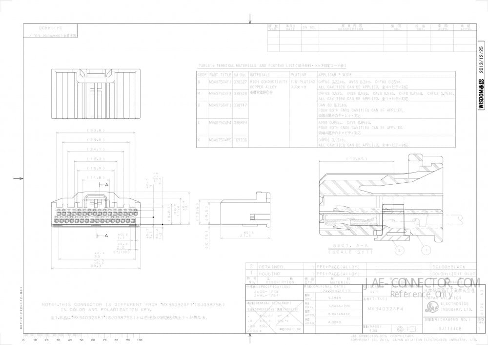JAE MX34032SF4 product drawing