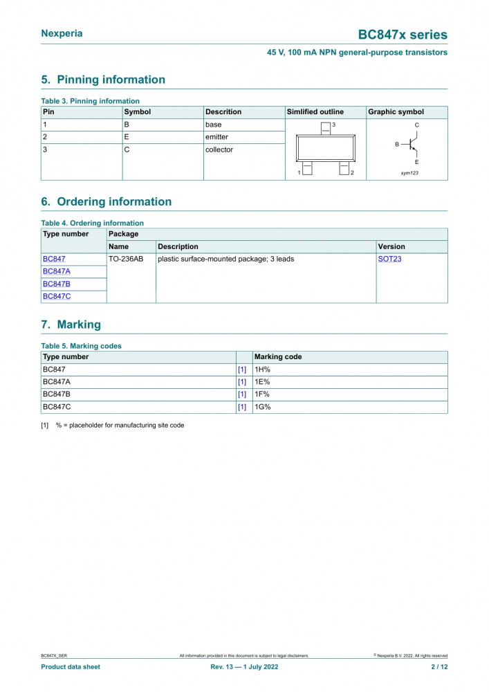 BC847 datasheet page 2