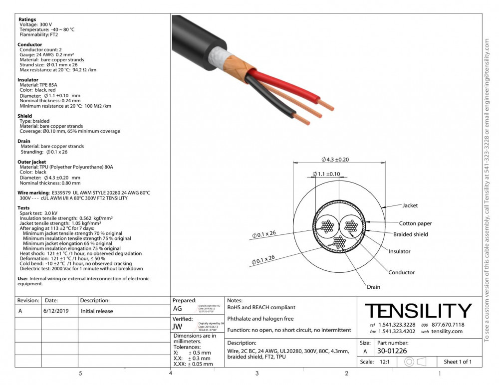 30-01226 product drawing and specification sheet