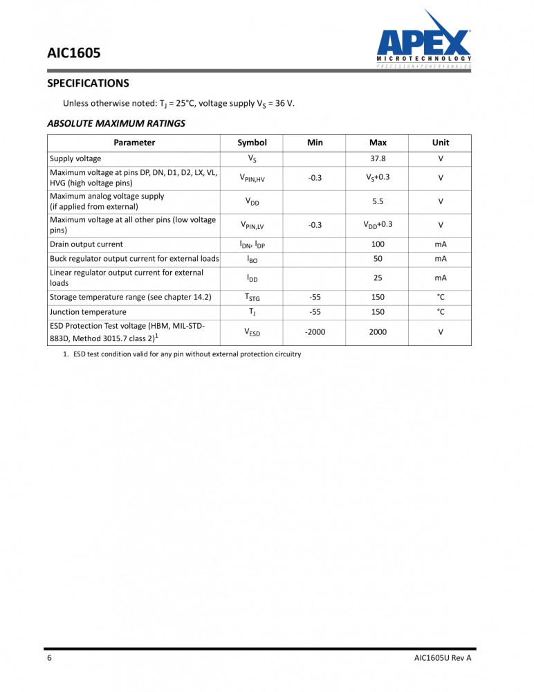 AIC1605 datasheet page 6