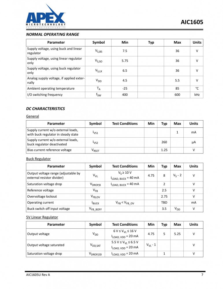 AIC1605 datasheet page 7
