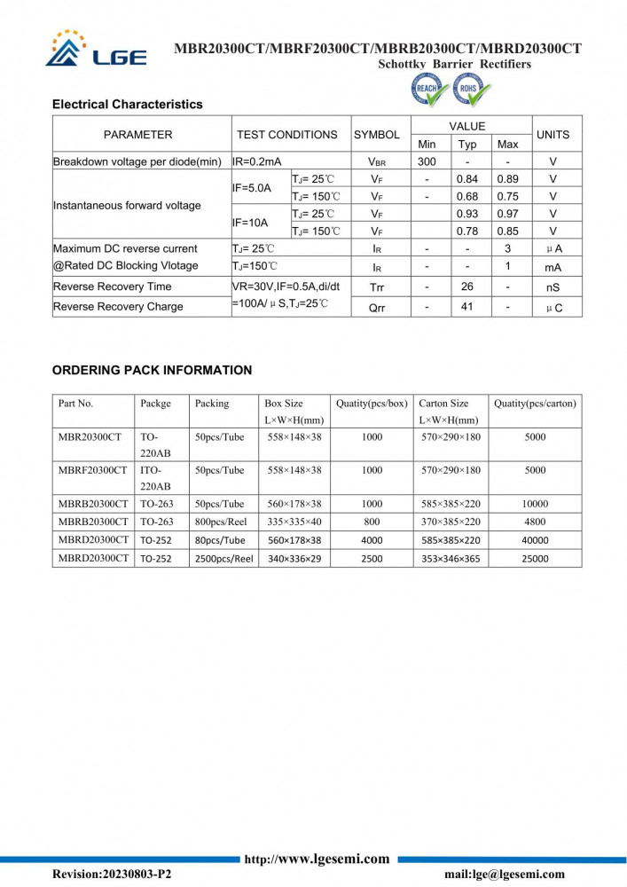 LGE MBRF20300CT datasheet page 2