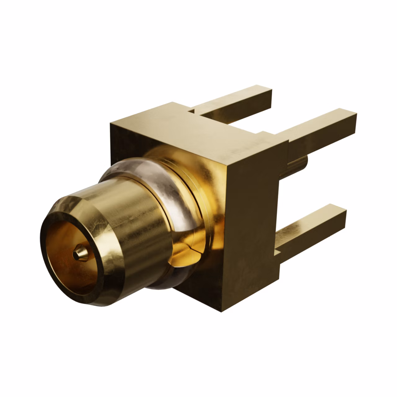 MMCX Plug, Straight, PCB Receptacle, Through Hole, Brass Body, Gold (Au) Plating, One Piece Per Bag, 50 Ohms for sale
