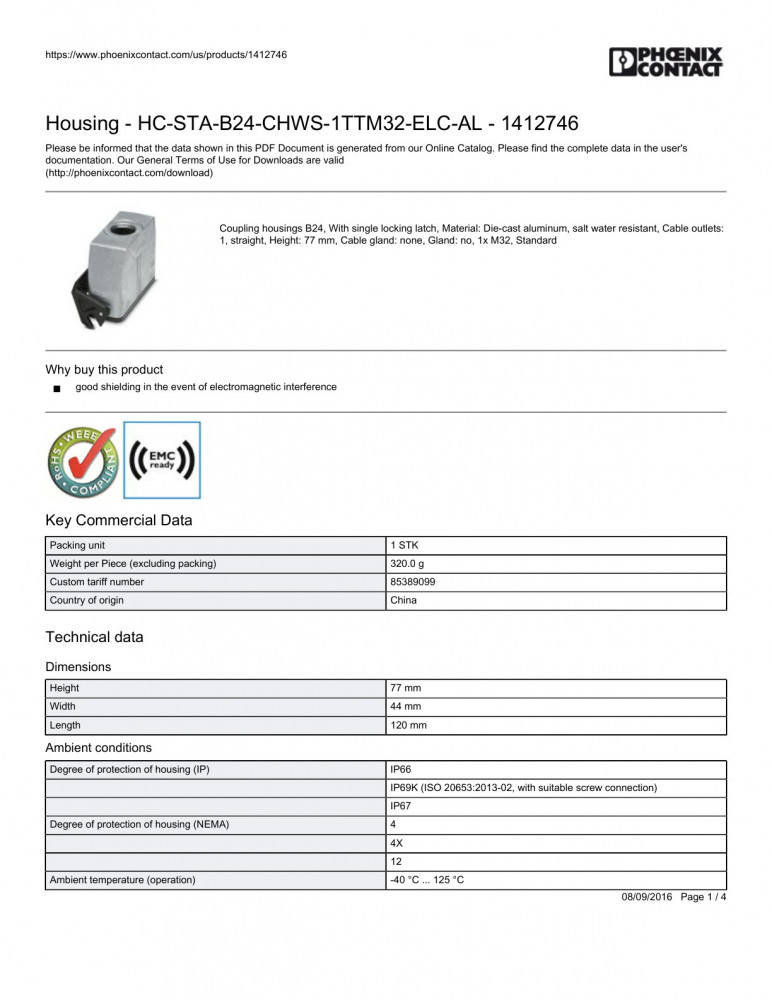 Phoenix Contact 1412746 technical document page 1