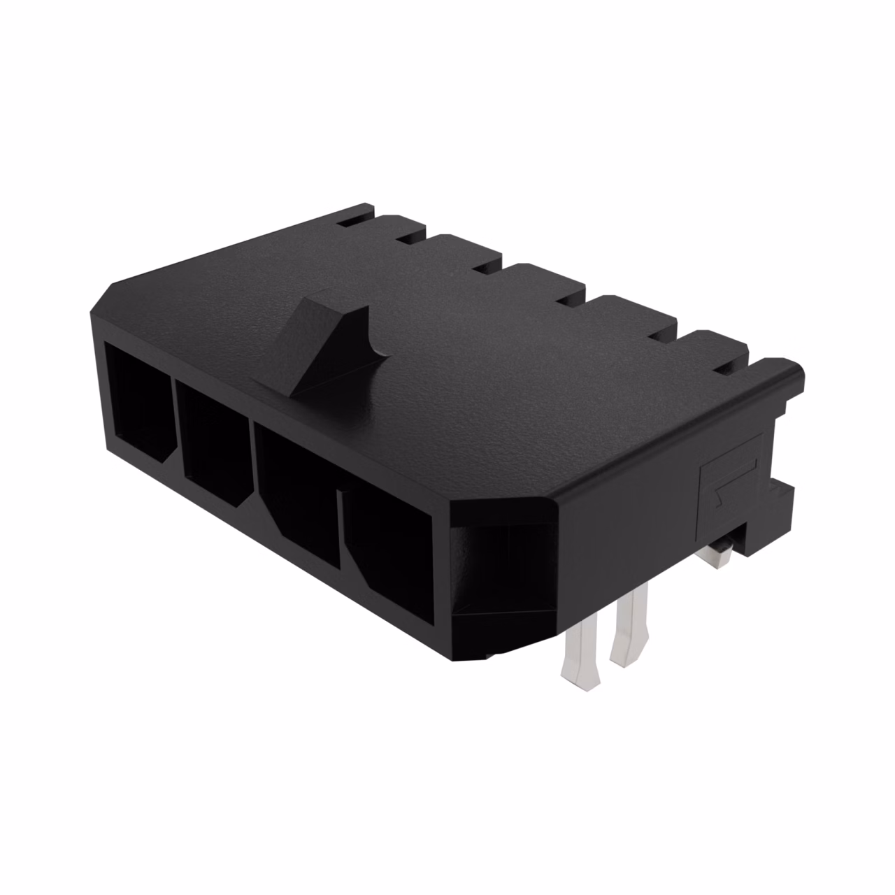 Micro-Fit+ Right-Angle Header, Surface Mount, 3.00mm Pitch, Single Row, 4 Circuits, 0.38µm Gold (Au) Plating, Glow-Wire Capable, Press Clip, Black, Tape and Reel for sale