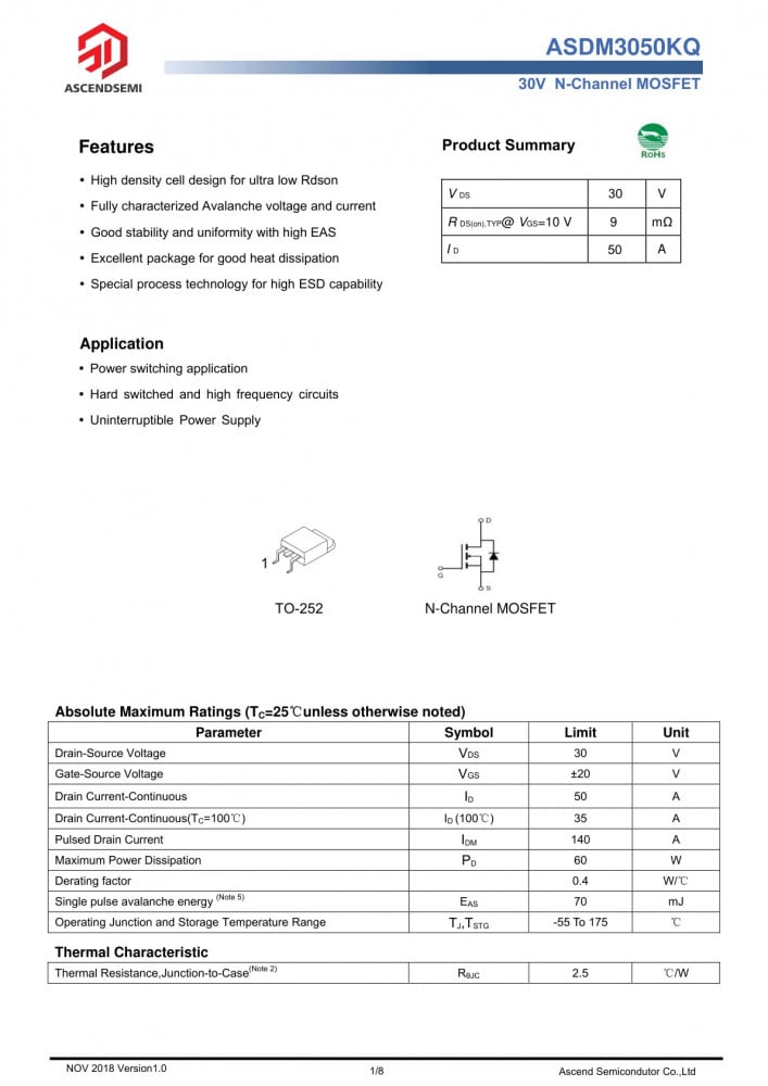 ASDM3050KQ-R datasheet page 1