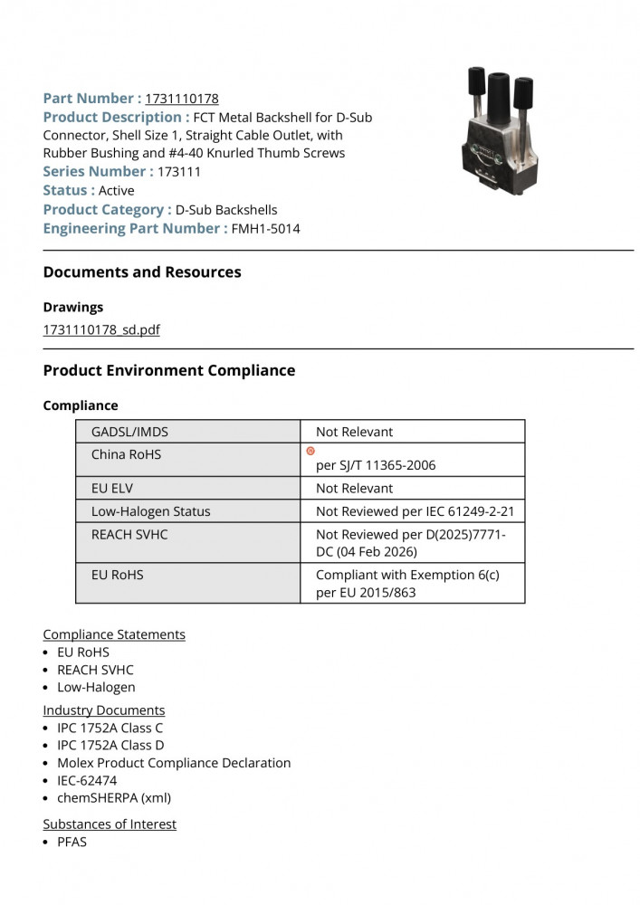 MOLEX 1731110178 drawing page 1
