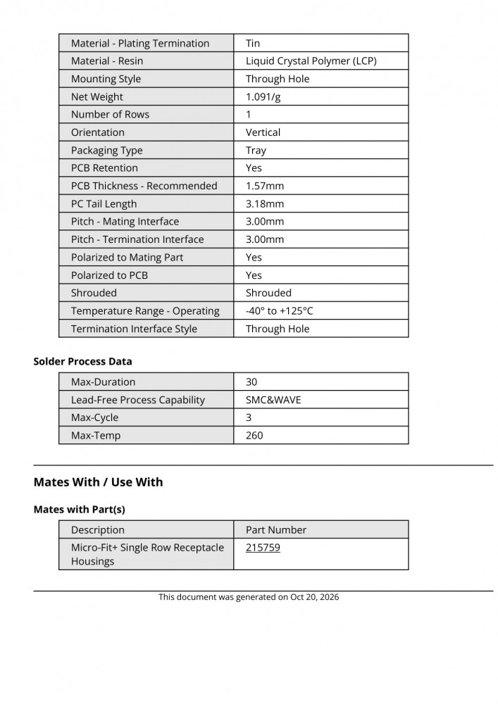 Technical document image 3 for MOLEX 2165711007