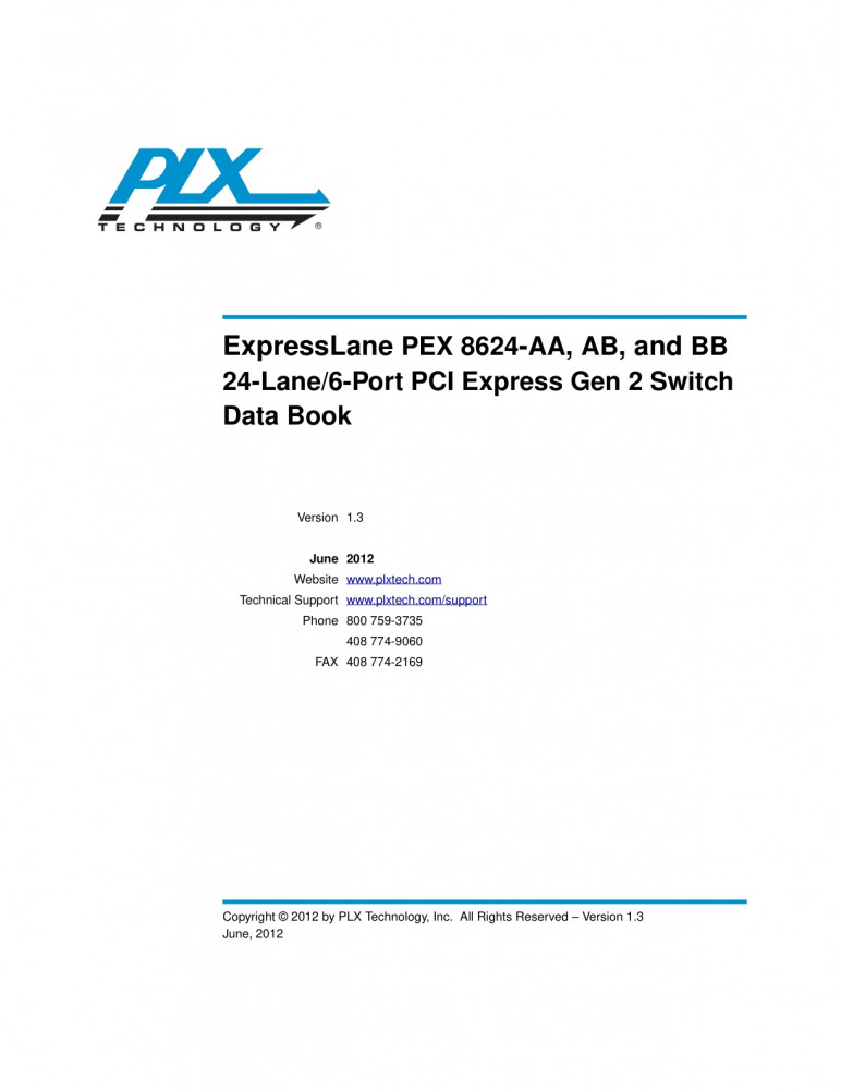 PEX8624 data book page 1