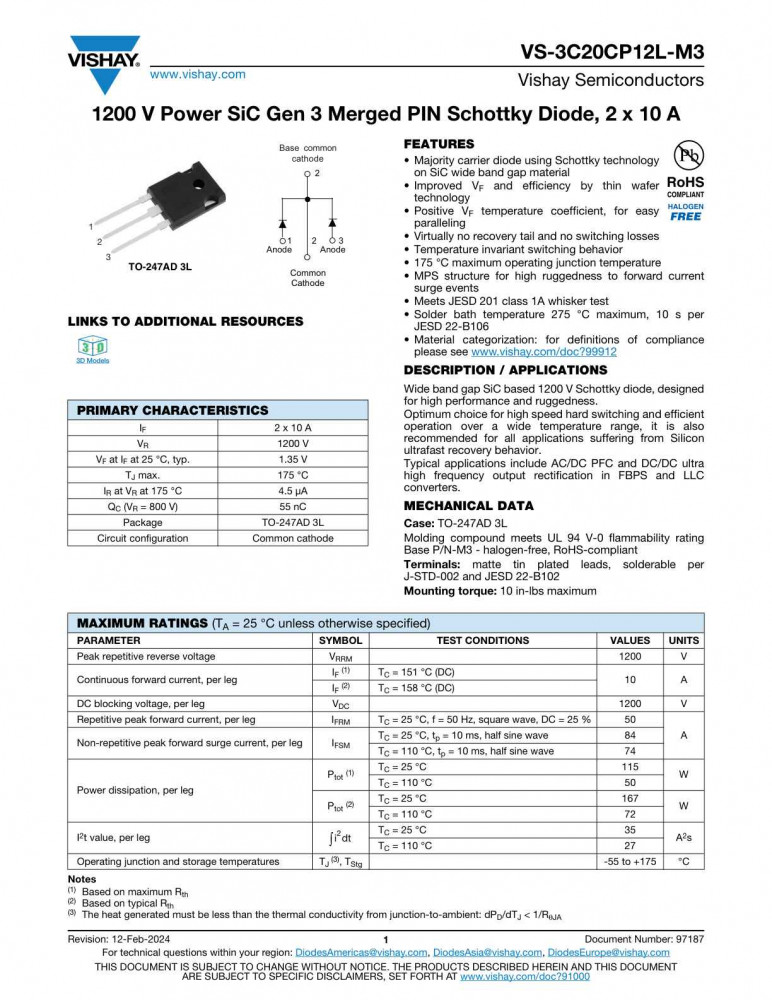 VS-3C20CP12L-M3 technical document page 1