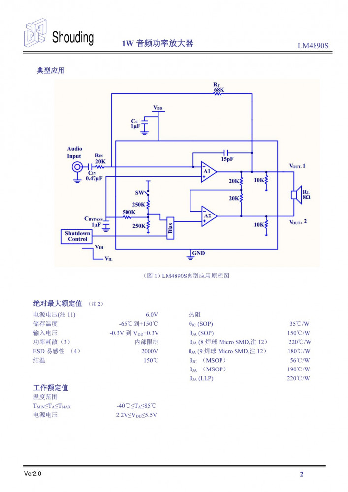 LM4890S datasheet page 2