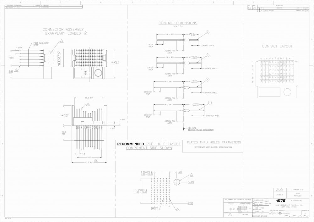 TE Connectivity 1645563-1 technical drawing page 1