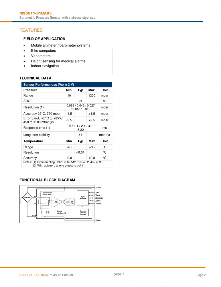 MS5611 datasheet page 2
