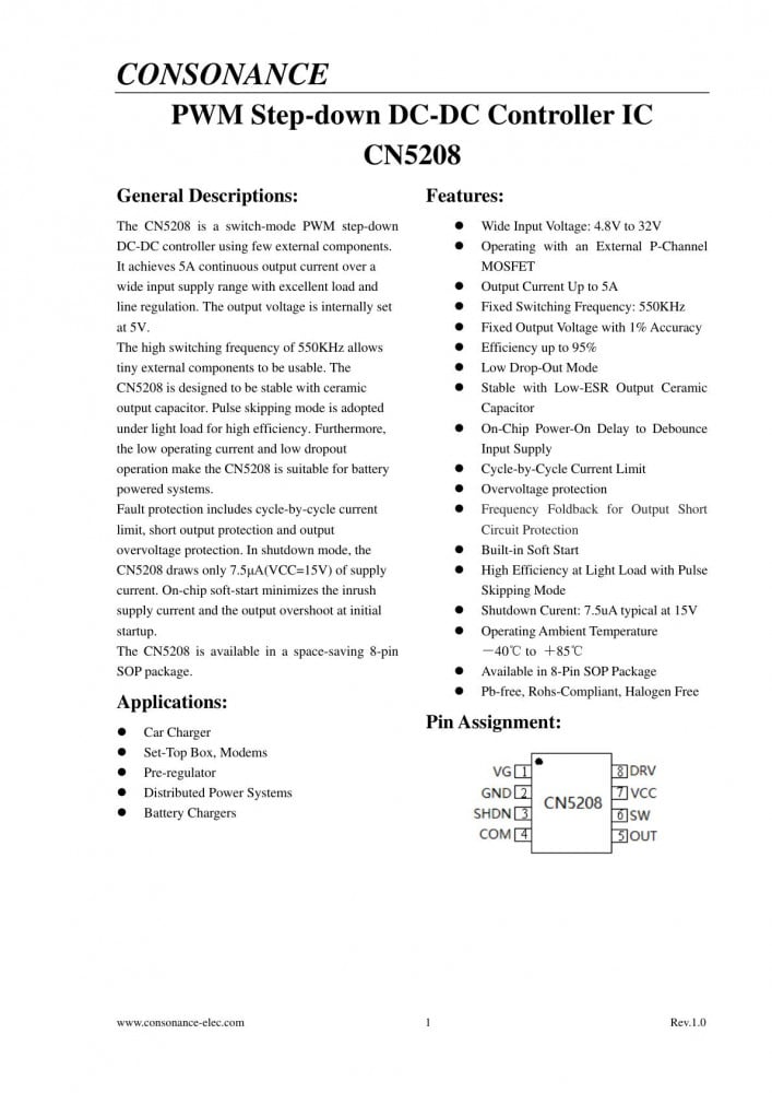 CN5208 datasheet page 1