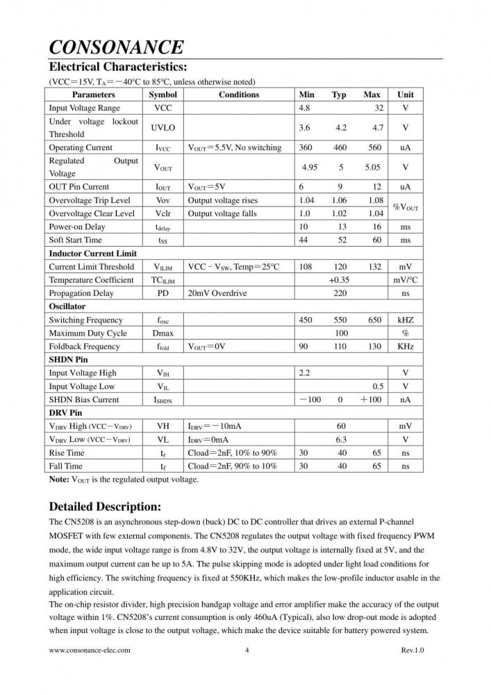 CN5208 datasheet page 4