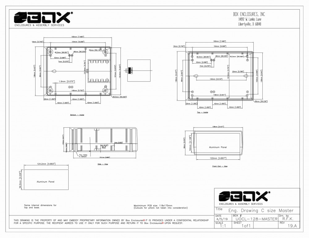 UOCL-128 enclosure drawing image