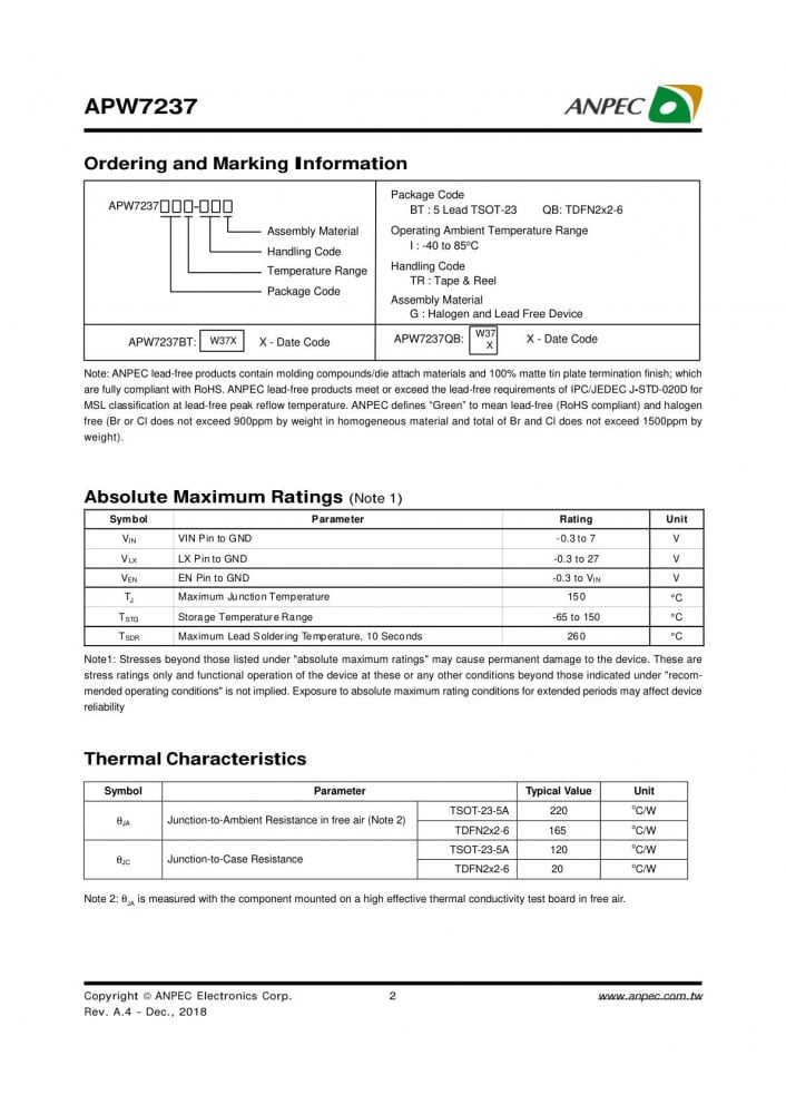 APW7237 technical document page 2