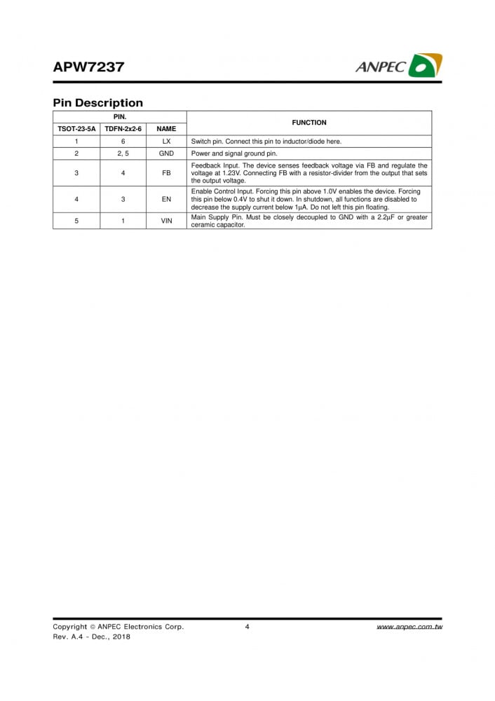 APW7237 technical document page 4