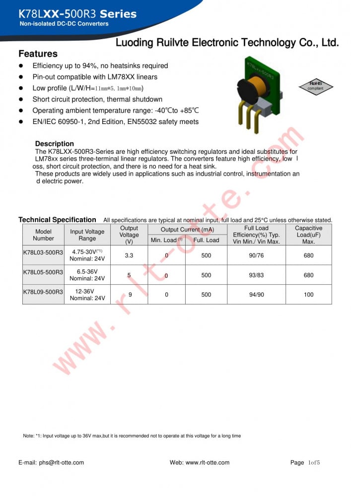 K78L12-500R3 technical document page 1