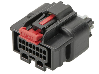 MX150 Hybrid Mat-Sealed Female Connector Assembly, Dual Row, 16 Circuits, Keying Option A, with Connector Position Assurance, Black