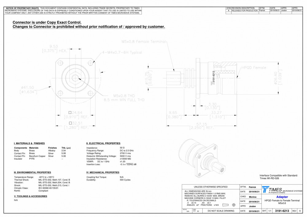 Amphenol 3191-6213 technical drawing