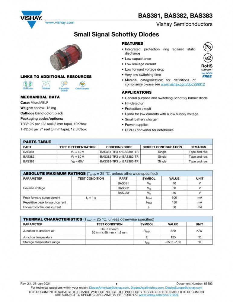 BAS38 datasheet page 1