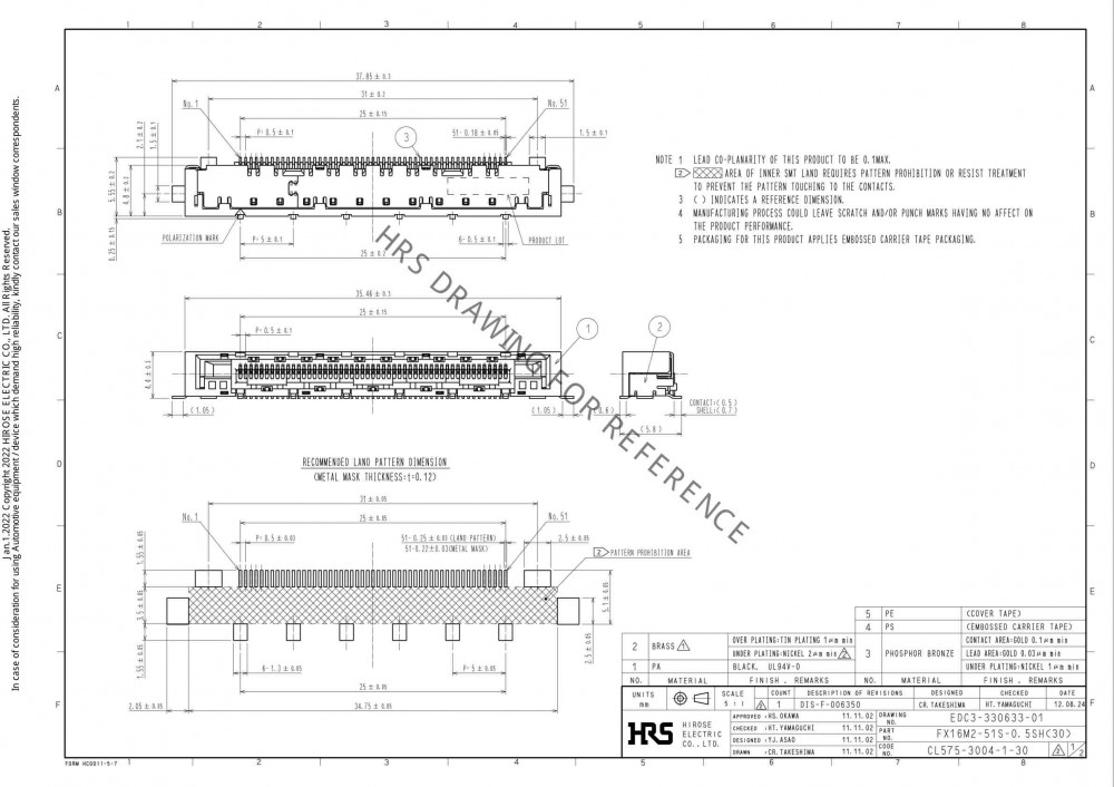HRS FX16M2-51S-0.5SH(30) drawing page 1