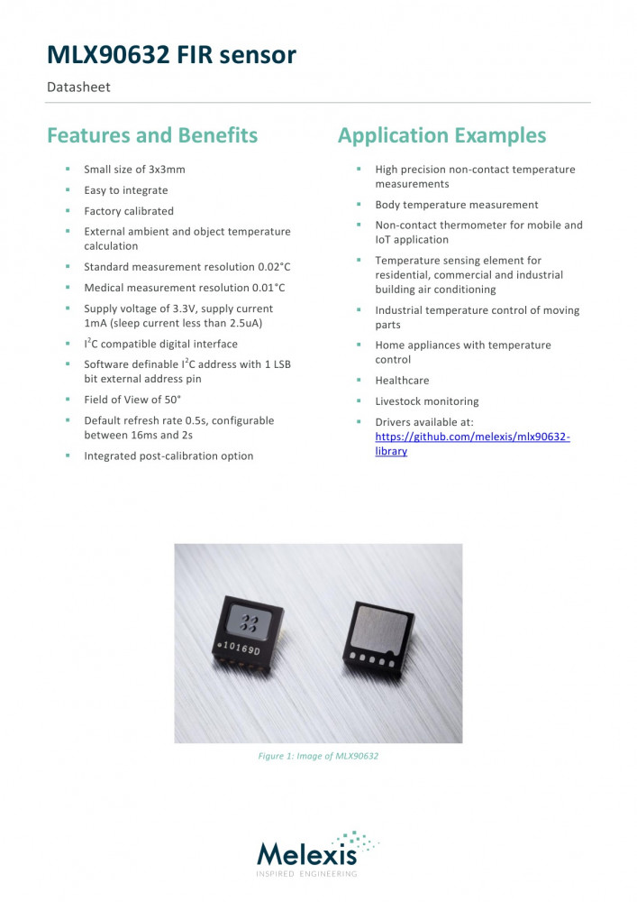 MLX90632 datasheet page 1