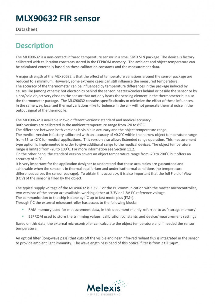 MLX90632 datasheet page 2