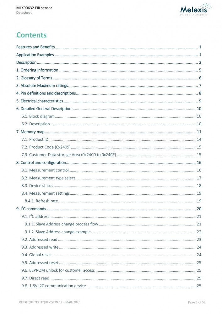 MLX90632 datasheet page 3