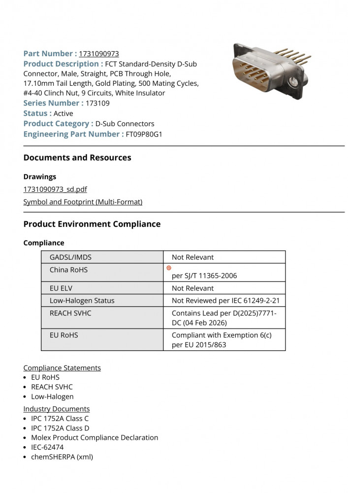 MOLEX 1731090973 drawing preview, page 1